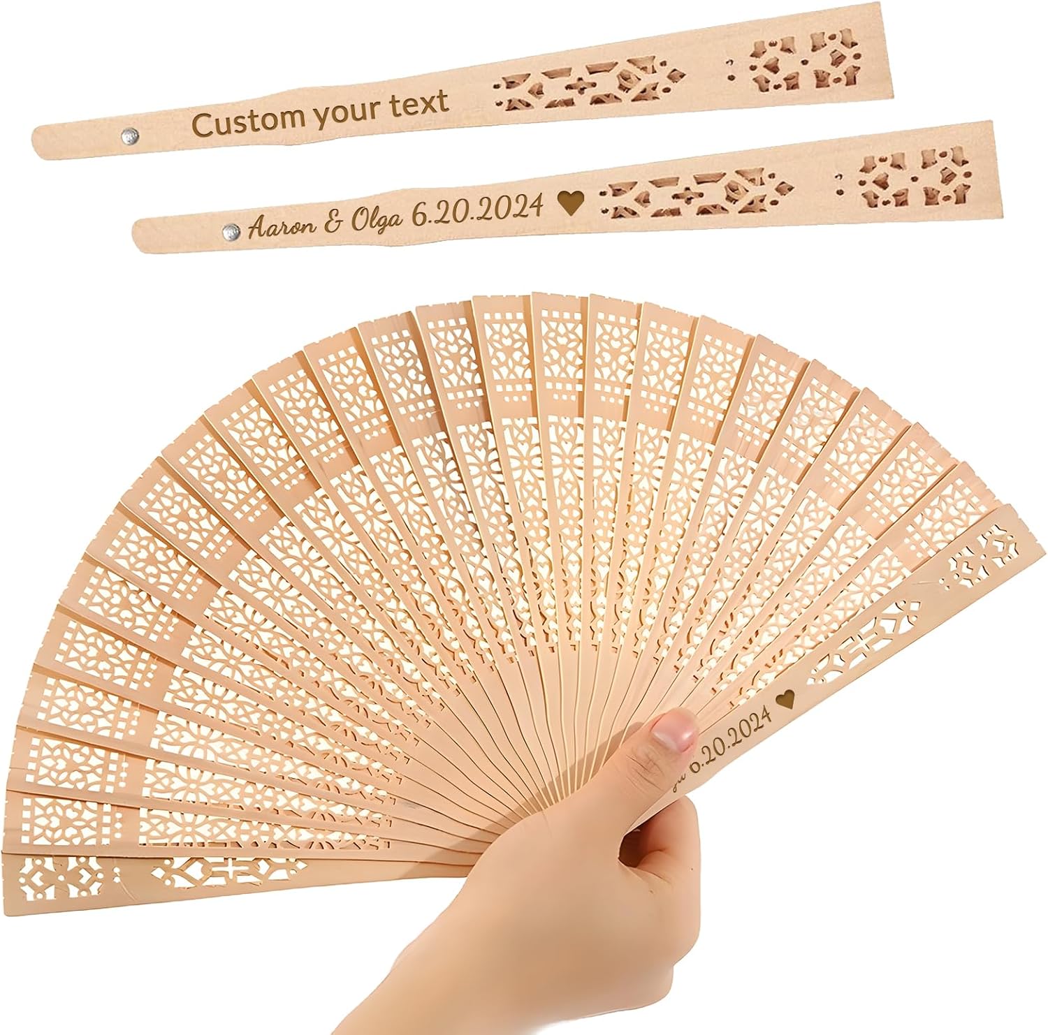 Amazon.com: JONZIN Custom Personalized Folding Hand Fan Engraved Text ...