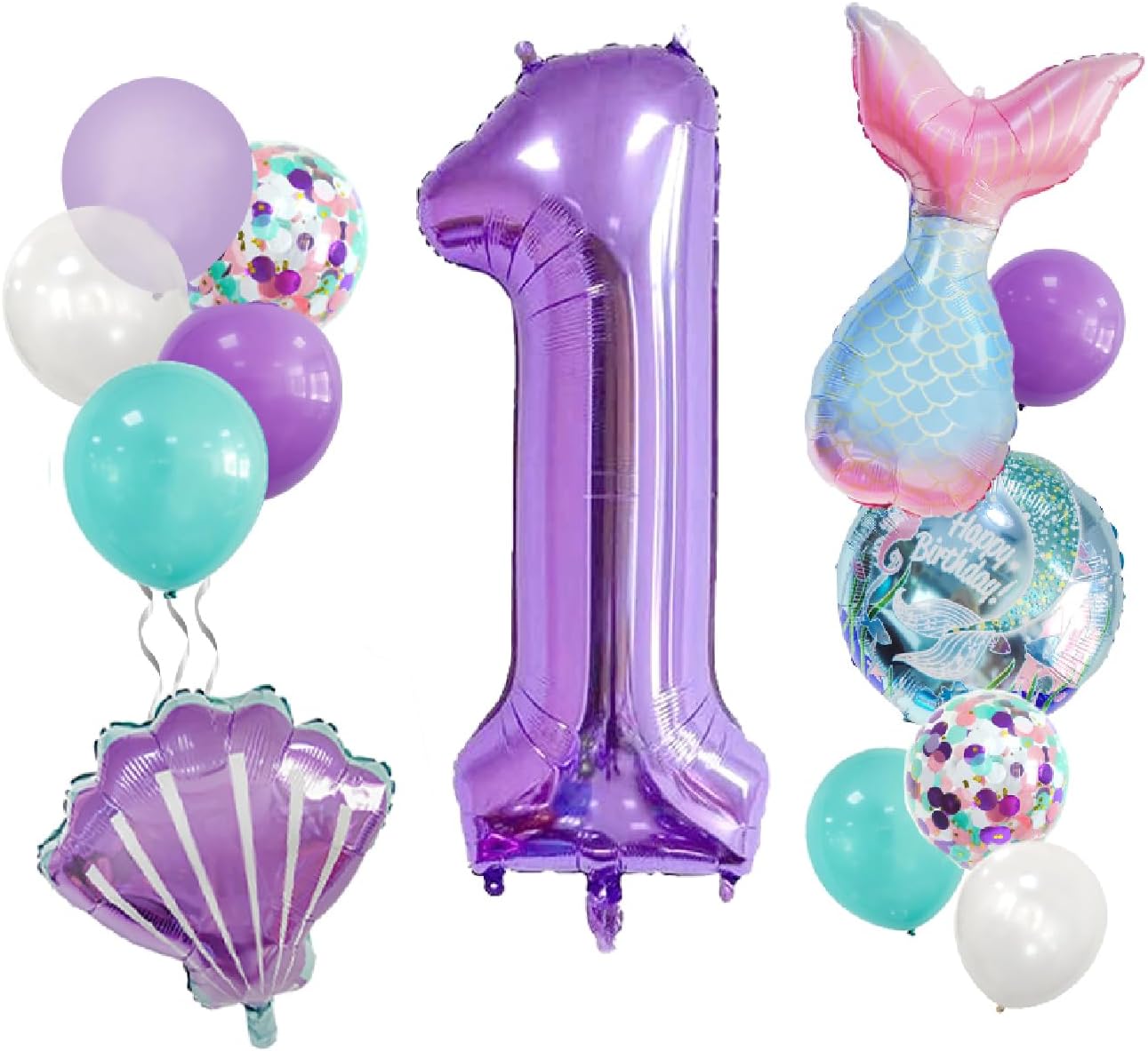 Amazon.com: Number 1 Mermaid Birthday Decorations: 13 Pcs Mermaid Tail ...