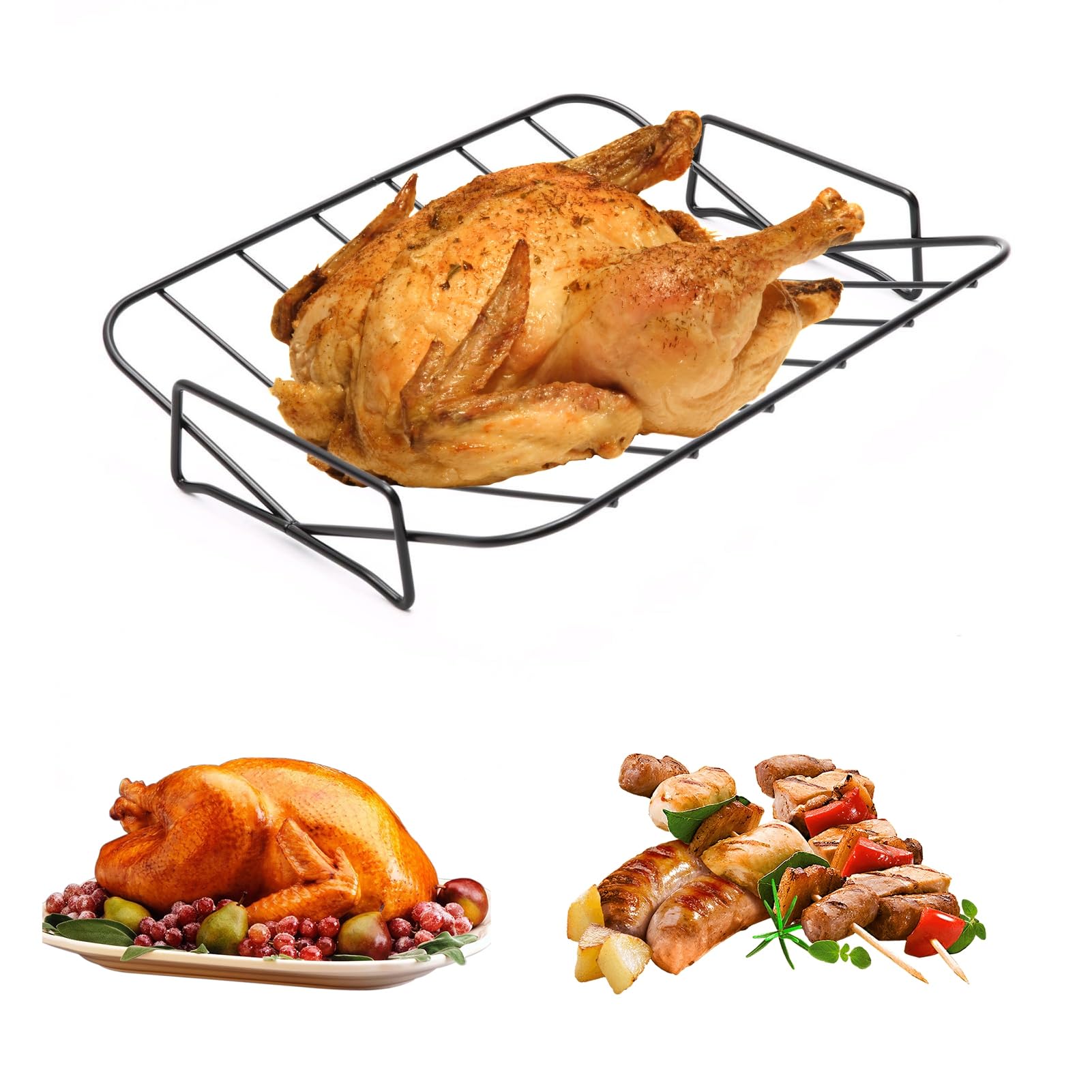 Amazon.com: Large Turkey Roasting Rack Family-sized Roast Grill Rack ...