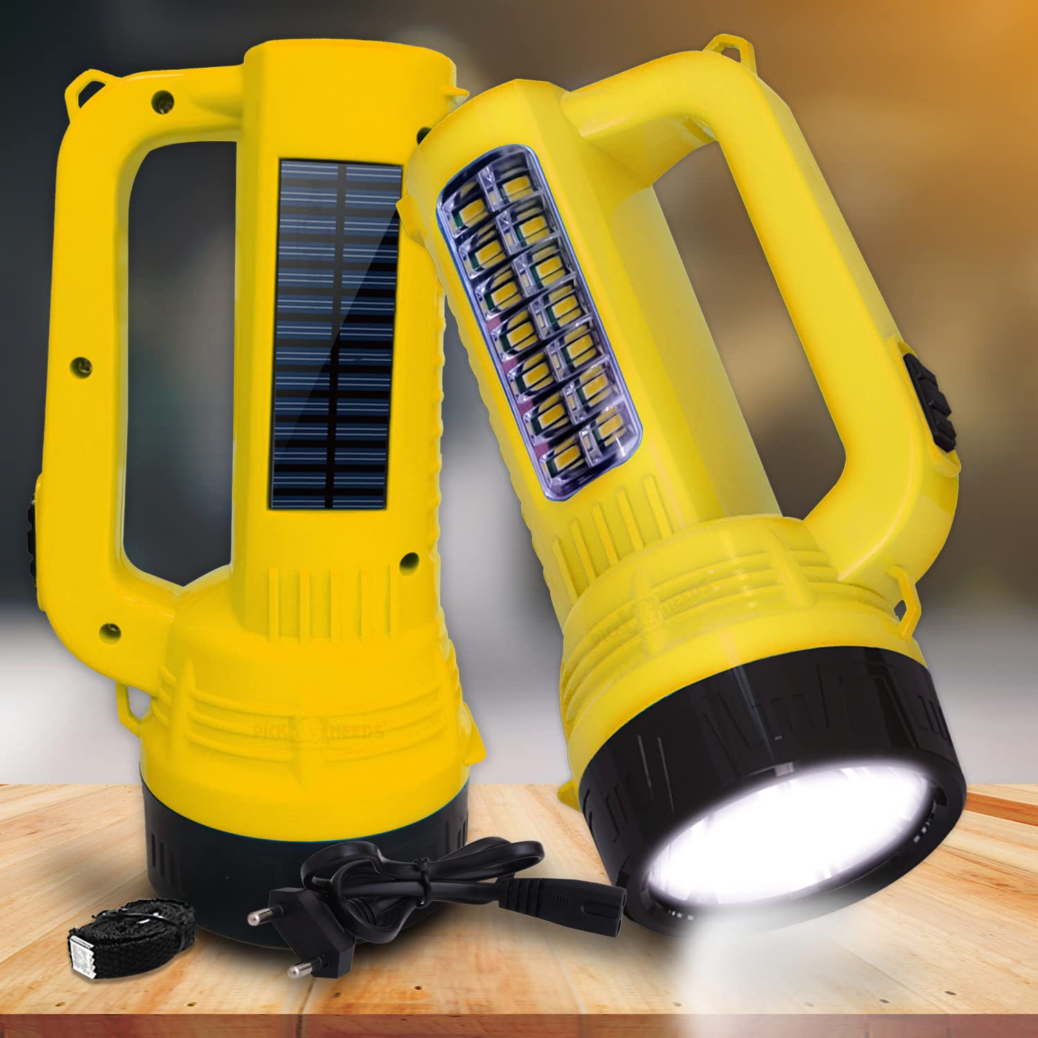 Pick Ur Needs Emergency Solar Rechargeable Long Range Search LED Torch ...