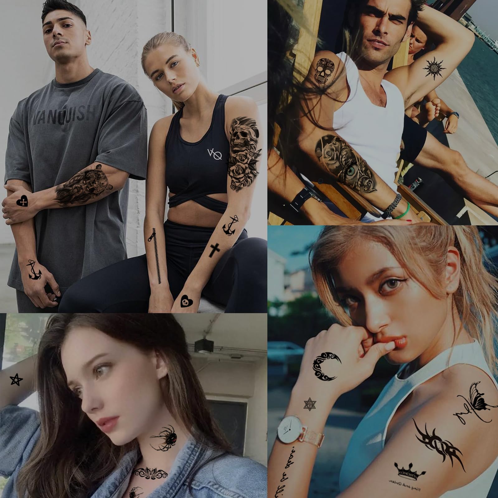 BUXIUGAN Temporary Tattoos, 50 Sheets fake tattoos for Men Women Adults ...