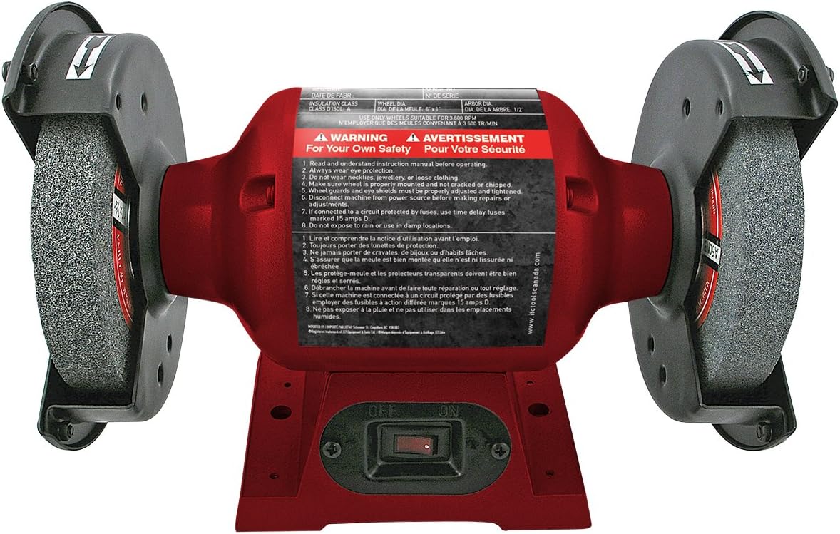 ITC 1/2 Hp 6“ Bench Grinder with Eye Shiled and Tool Rest, 28013 ...