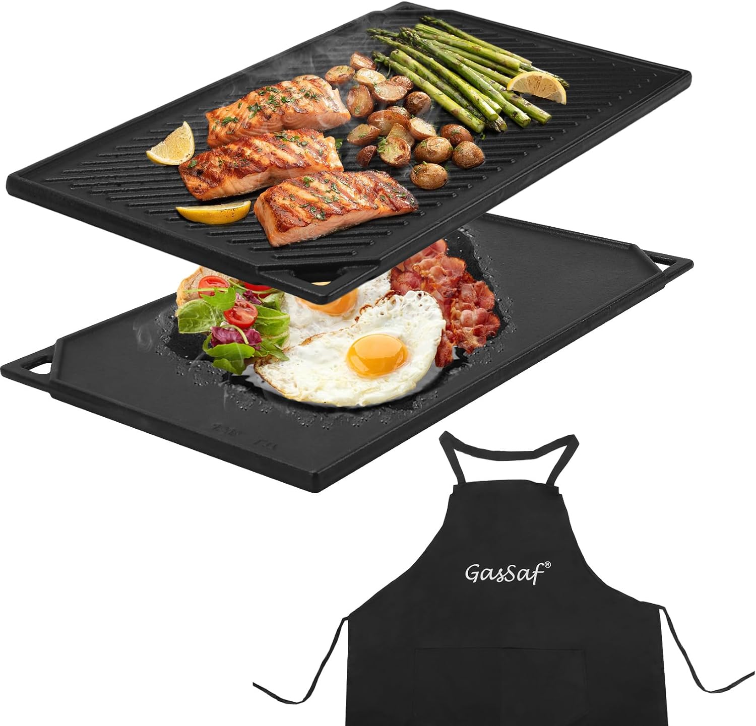 Amazon.com: GasSaf Cast Iron Griddle Pan for Stove Top, Black Bib Apron ...
