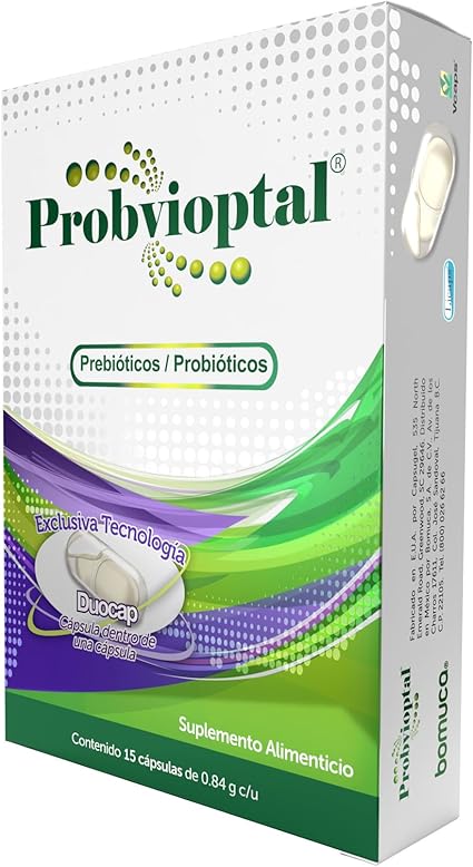Bomuca - Probvioptal 15 Cápsulas, Probióticos y Prebióticos, 14,000 ...