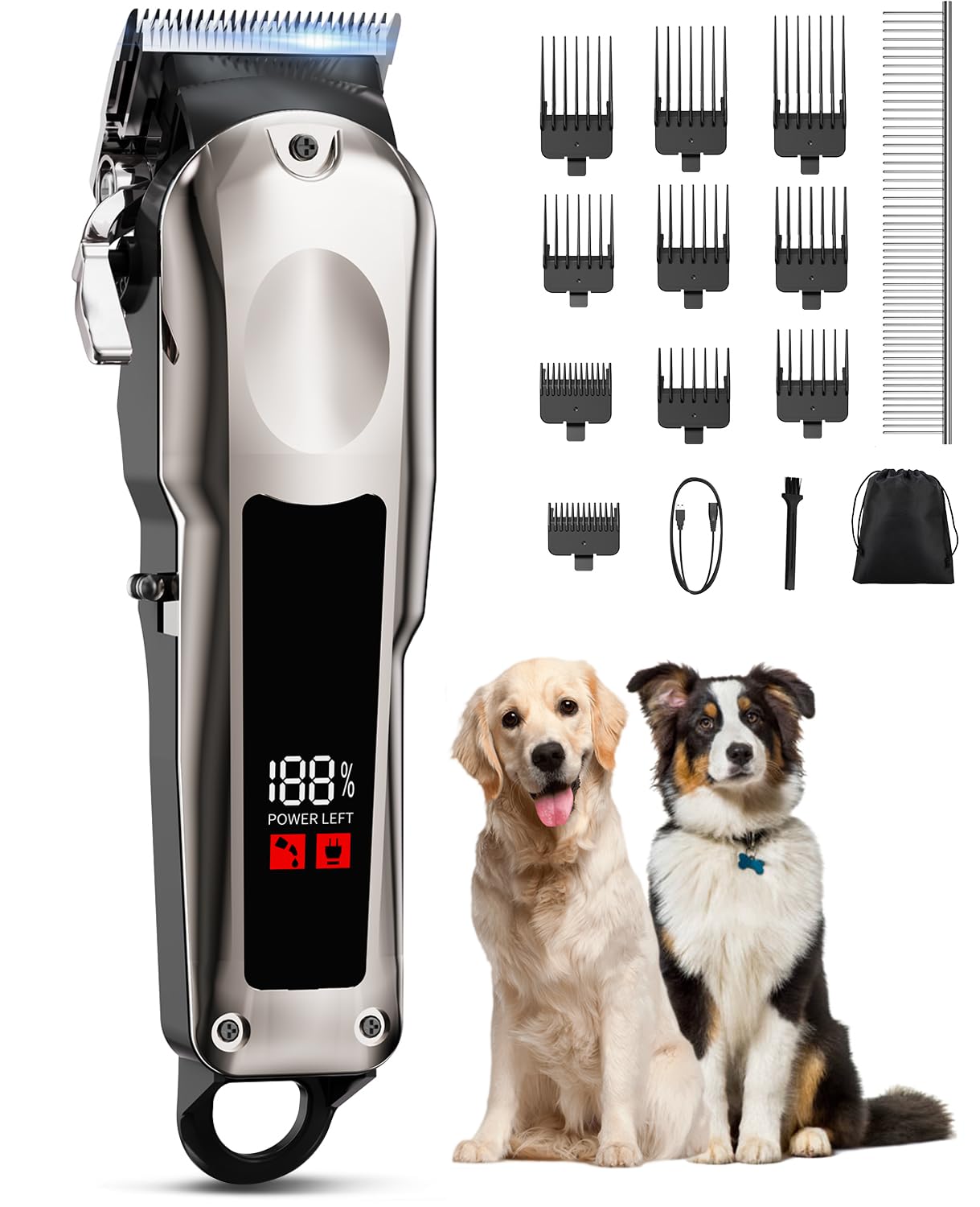 Professional Dog Clippers for Thick Heavy Coats/Low Noise, Cordless Dog ...