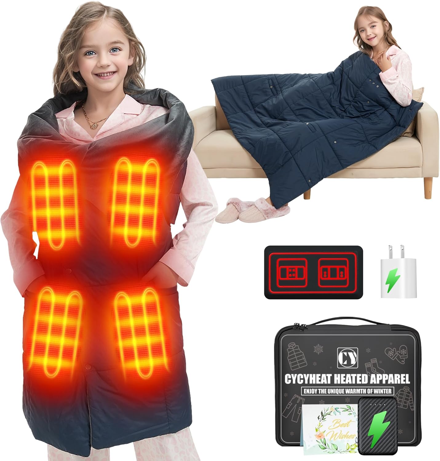Amazon.com: Kids Heated Blanket Battery Operated - Boys and Girls 7.4V ...