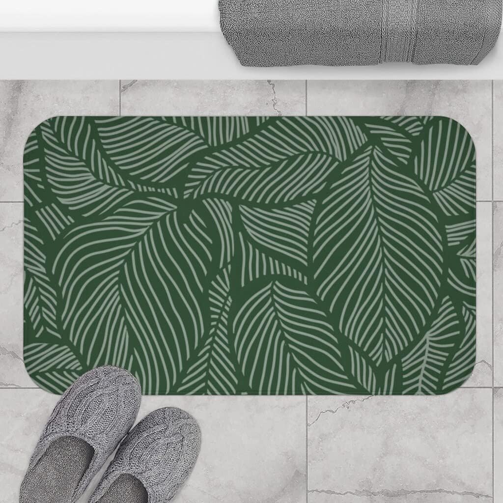 Amazon.com: Plant Bath Mat, Greenery Bathroom Decor, Green Bath Mat ...