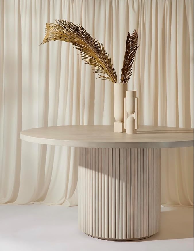 F3 - Round Rippled Dining Table | Modern Aesthetic 4 Seater for Living ...