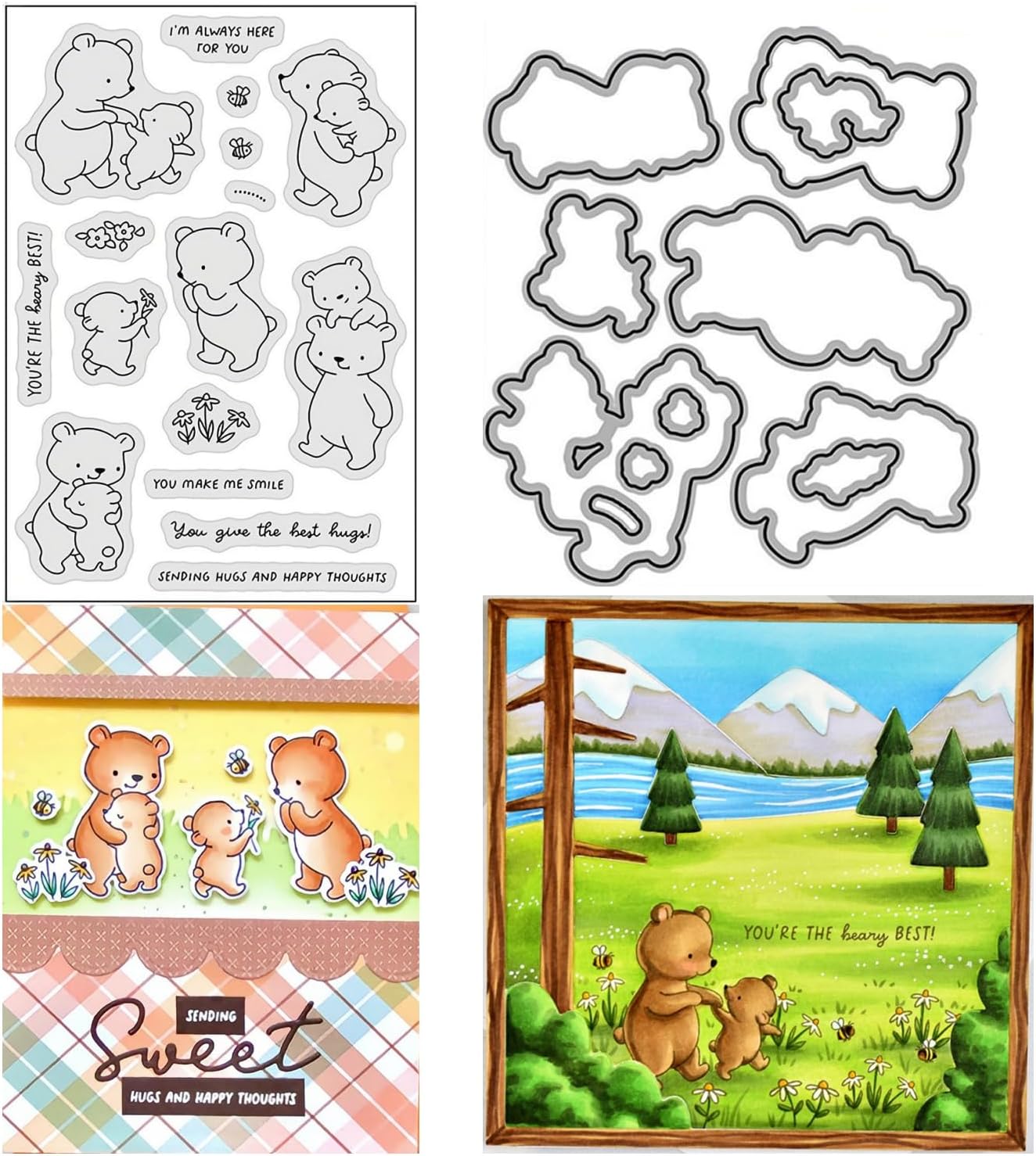 Amazon.com: Bear Hugs Stamps and Dies Set for Card Making,Clear Stamps ...