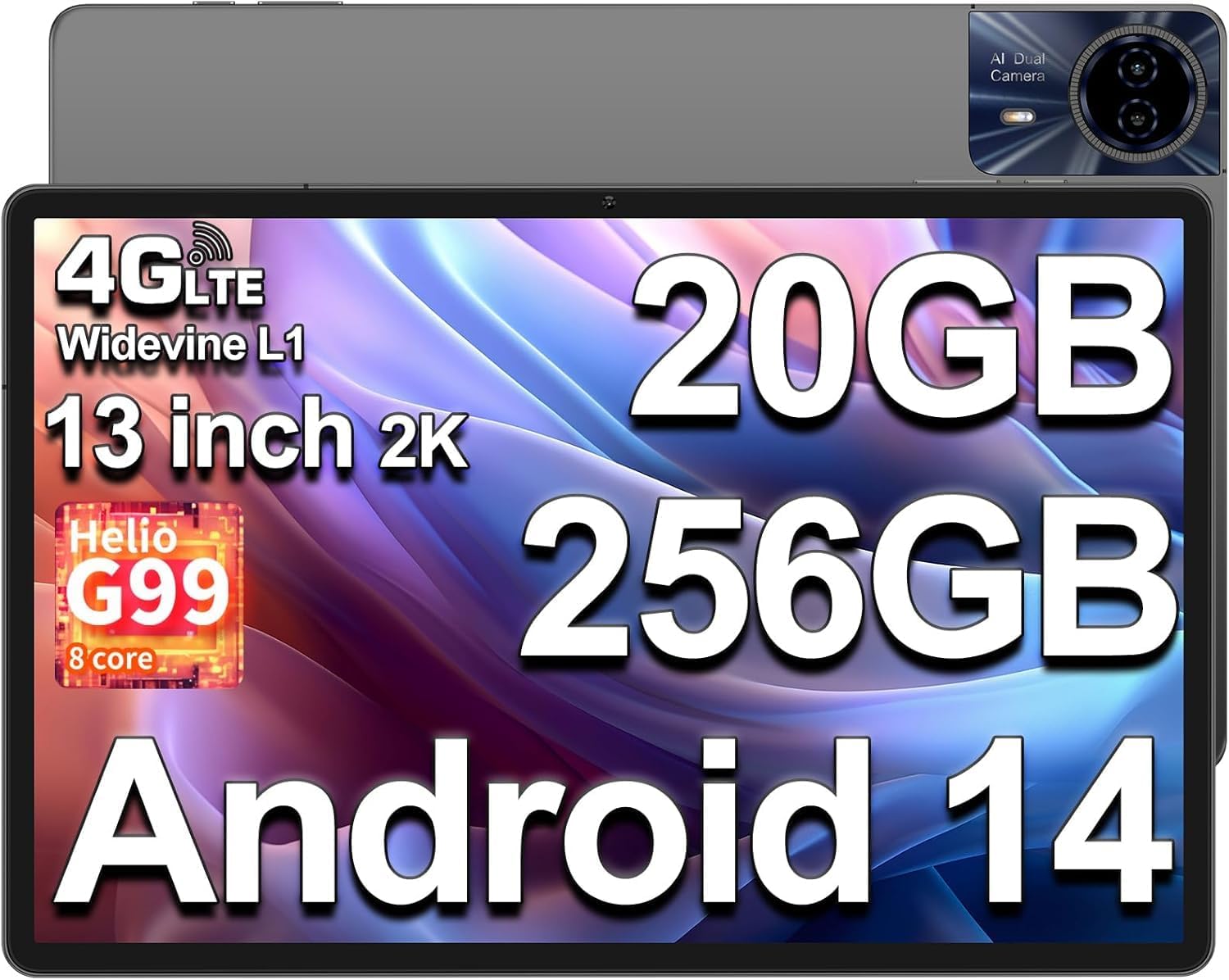 TECLAST T65MAX 13 Inch Tablet Android 14, 20GB+256GB/TF 1TB, Helio G99 ...