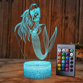 XEUYUTR Mermaid LED Night Light Gifts The Little Mermaid Princess 16 ...