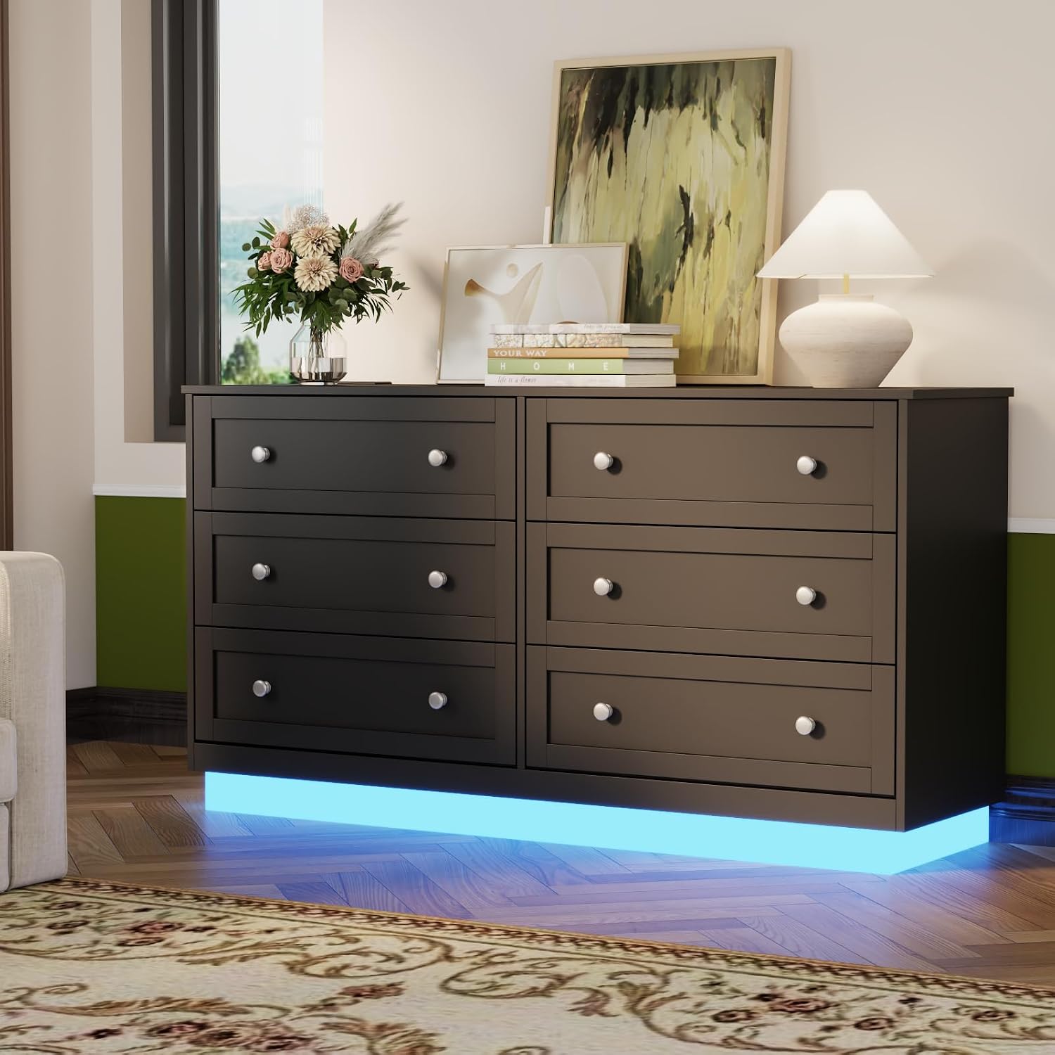 Amazon.com: Gyfimoie 6 Drawers Dresser, Accent Chests of Drawers with ...