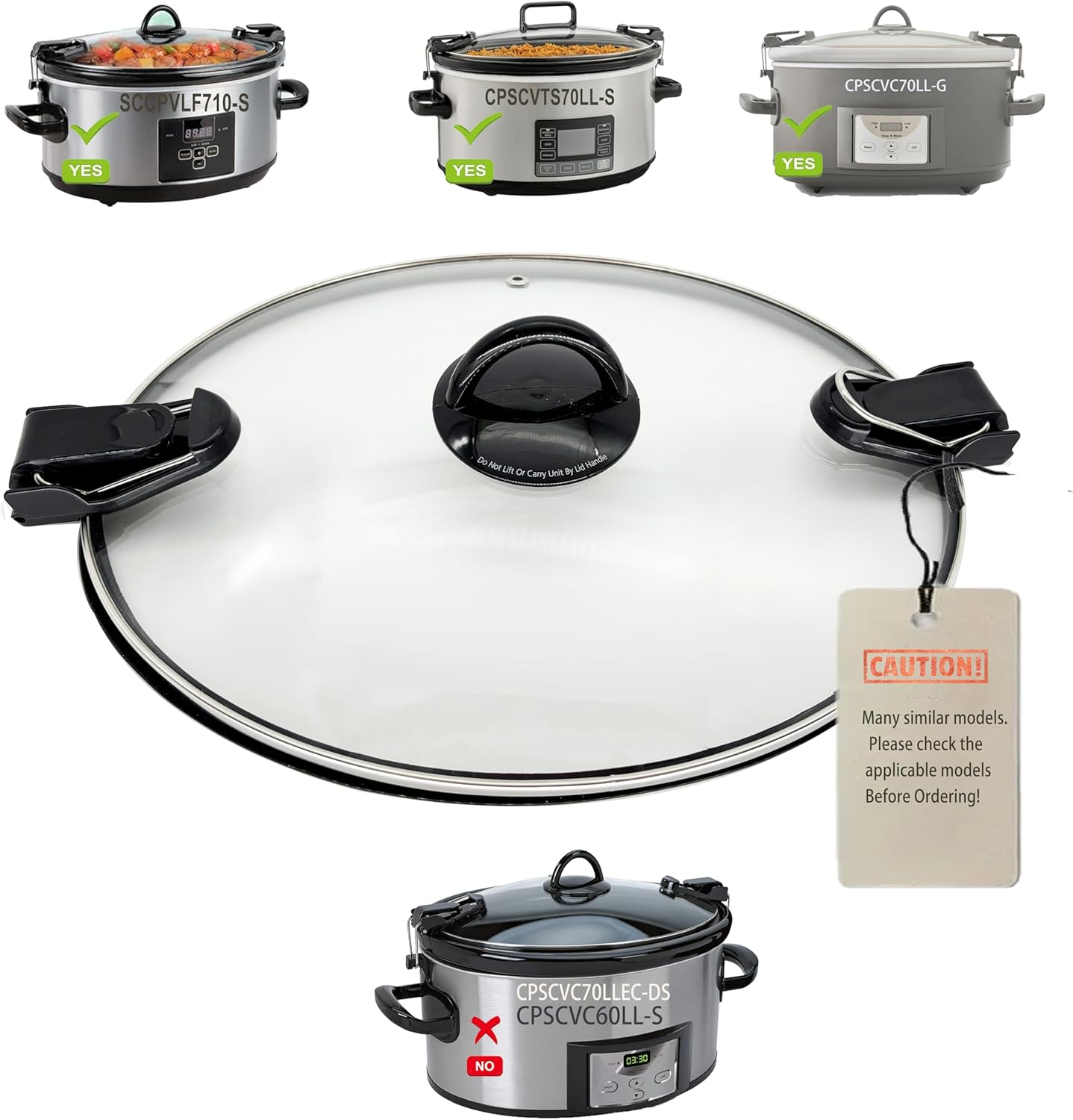 Amazon.com: 7 Quart Slow Cooker Oval Glass Lid Replacement, Compatible ...