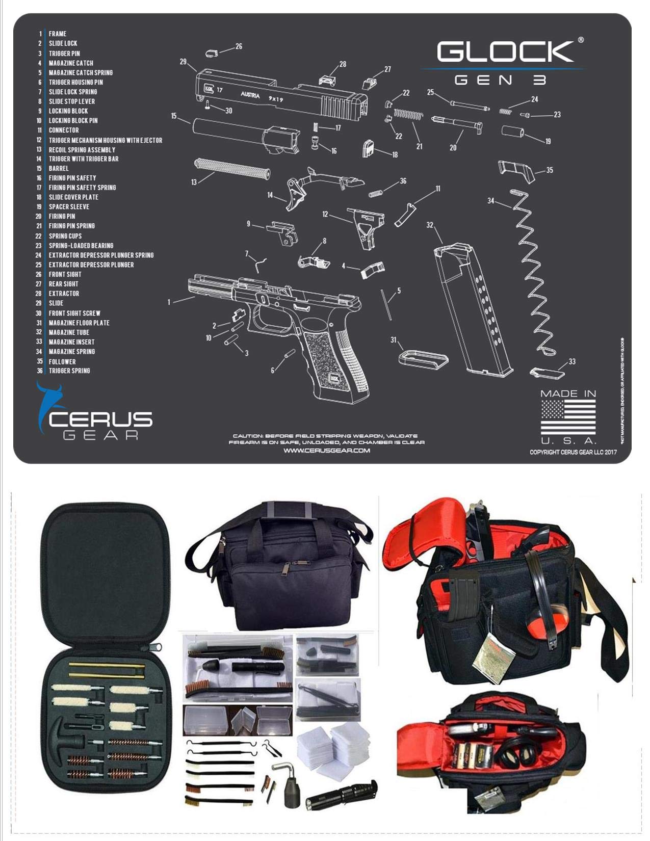 Buy EDOG Glock Gen 3 Cerus Exploded View Schematic Cleaning Mat & R5 ...