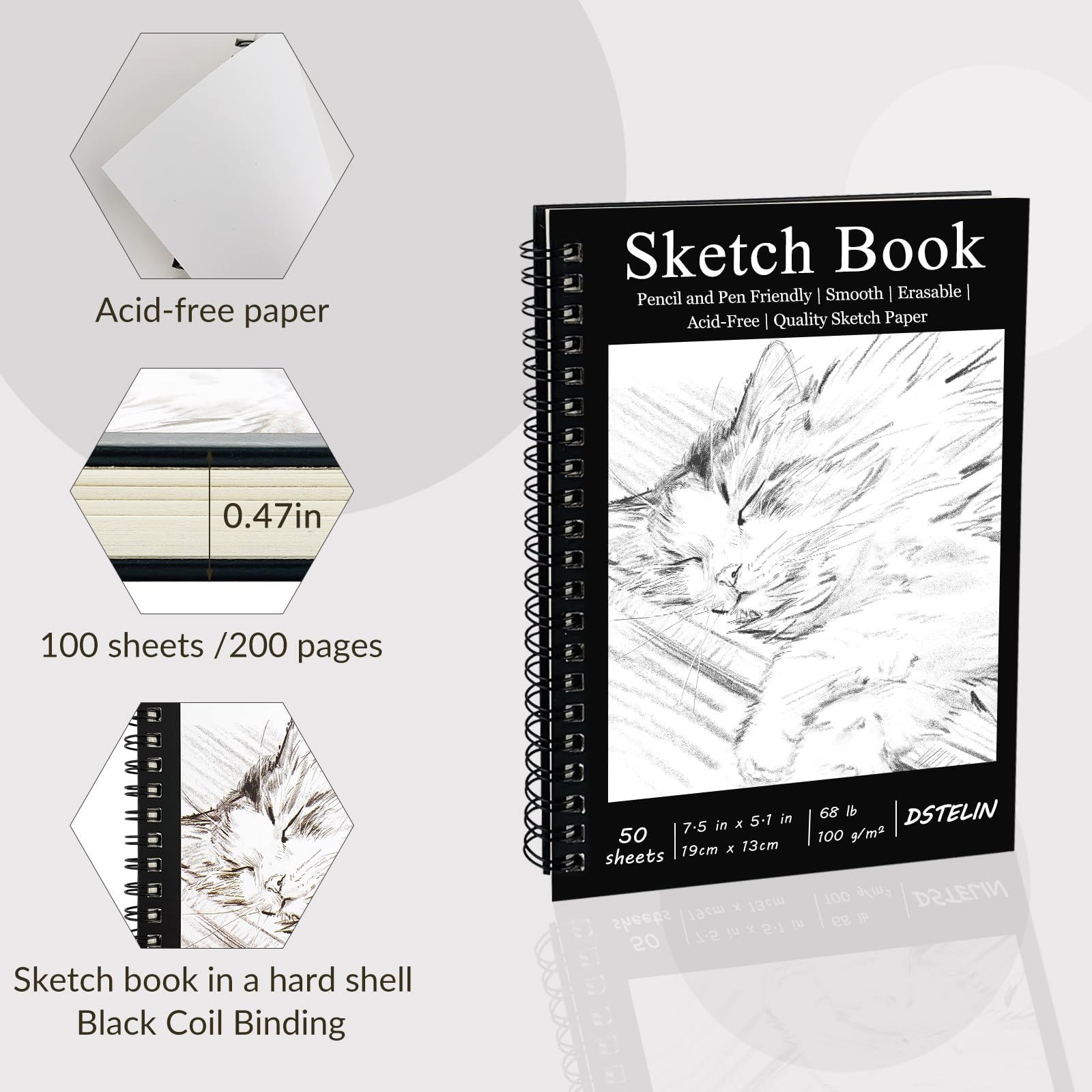 Snapklik.com : DSTELIN 2 Pack Spiral Bound Sketchbooks (100 GSM Sketch ...