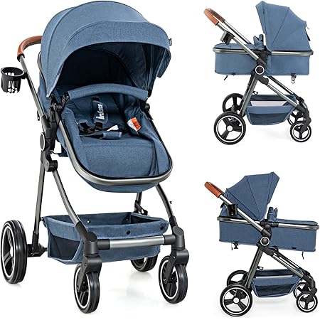 Amazon.com : Kinder King 2 in 1 Convertible Baby Stroller, Folding High ...