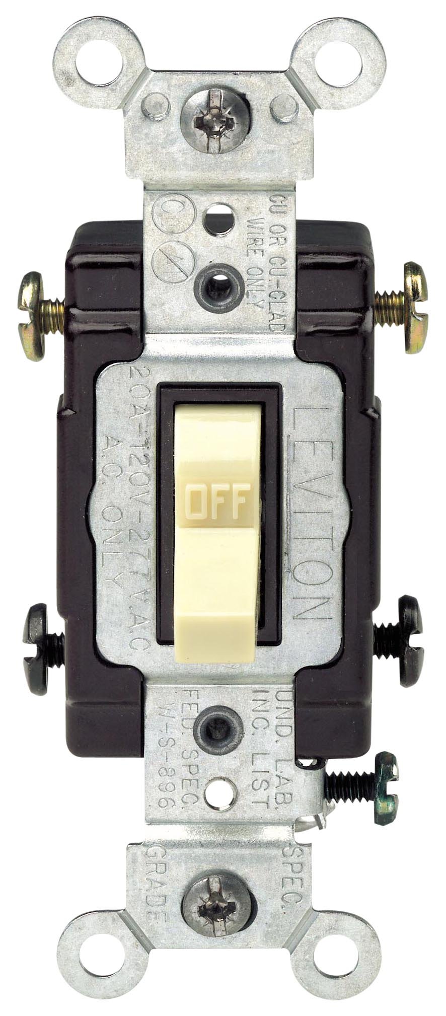 Leviton CS220-2I 20-Amp, 120/277-Volt, Toggle Double-Pole AC Quiet ...