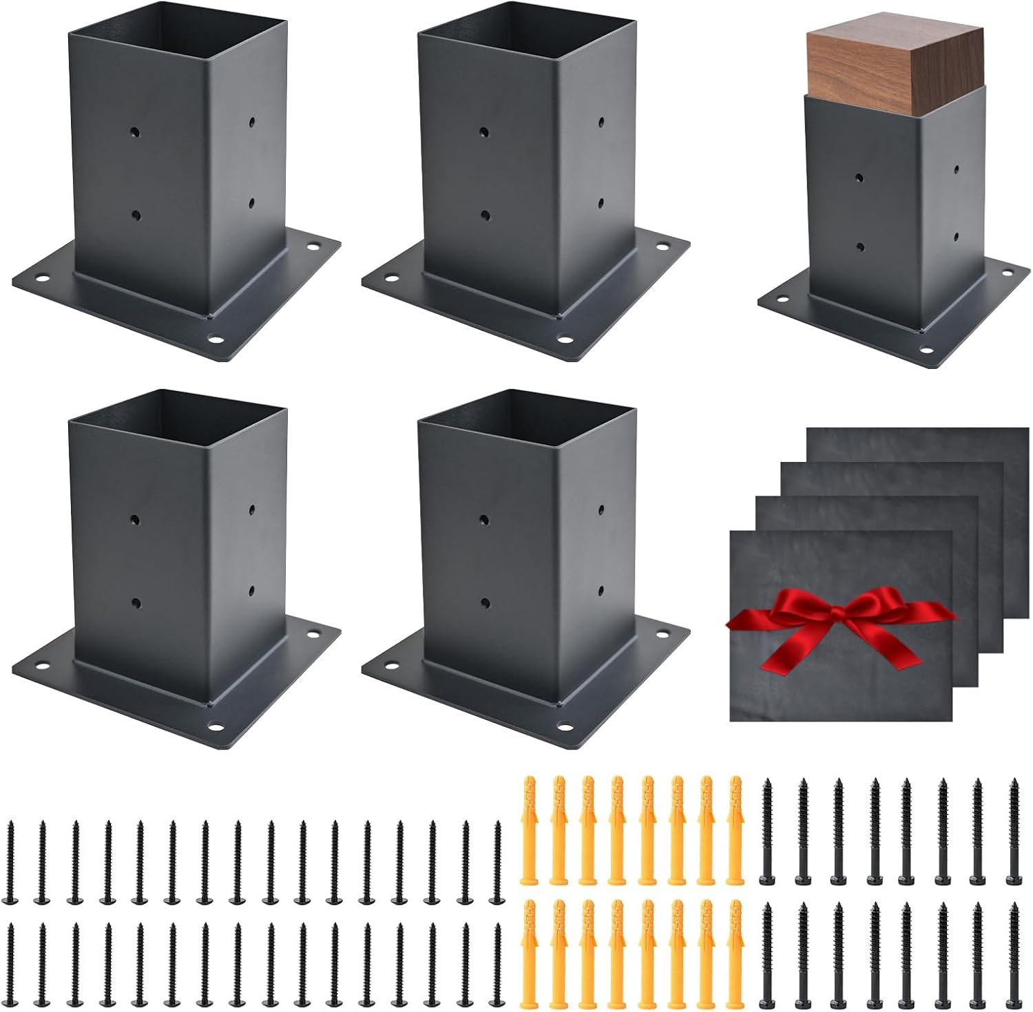 Amazon.com: 4x4 Post Base 4 PCS, Inner Size 3.6"x3.6" Post Anchors ...