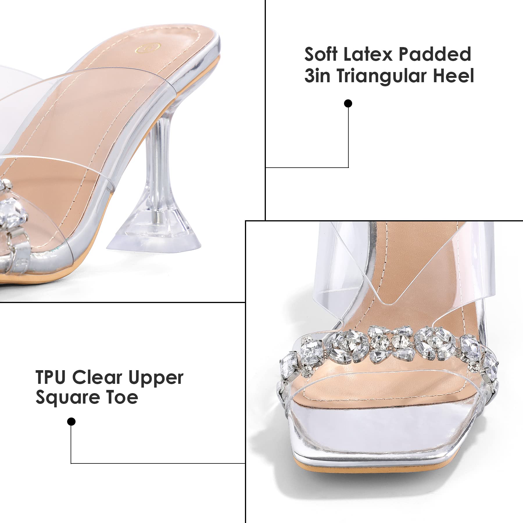 Snapklik.com : Mysoft Womens Clear Heeled Sandals Square Toe ...