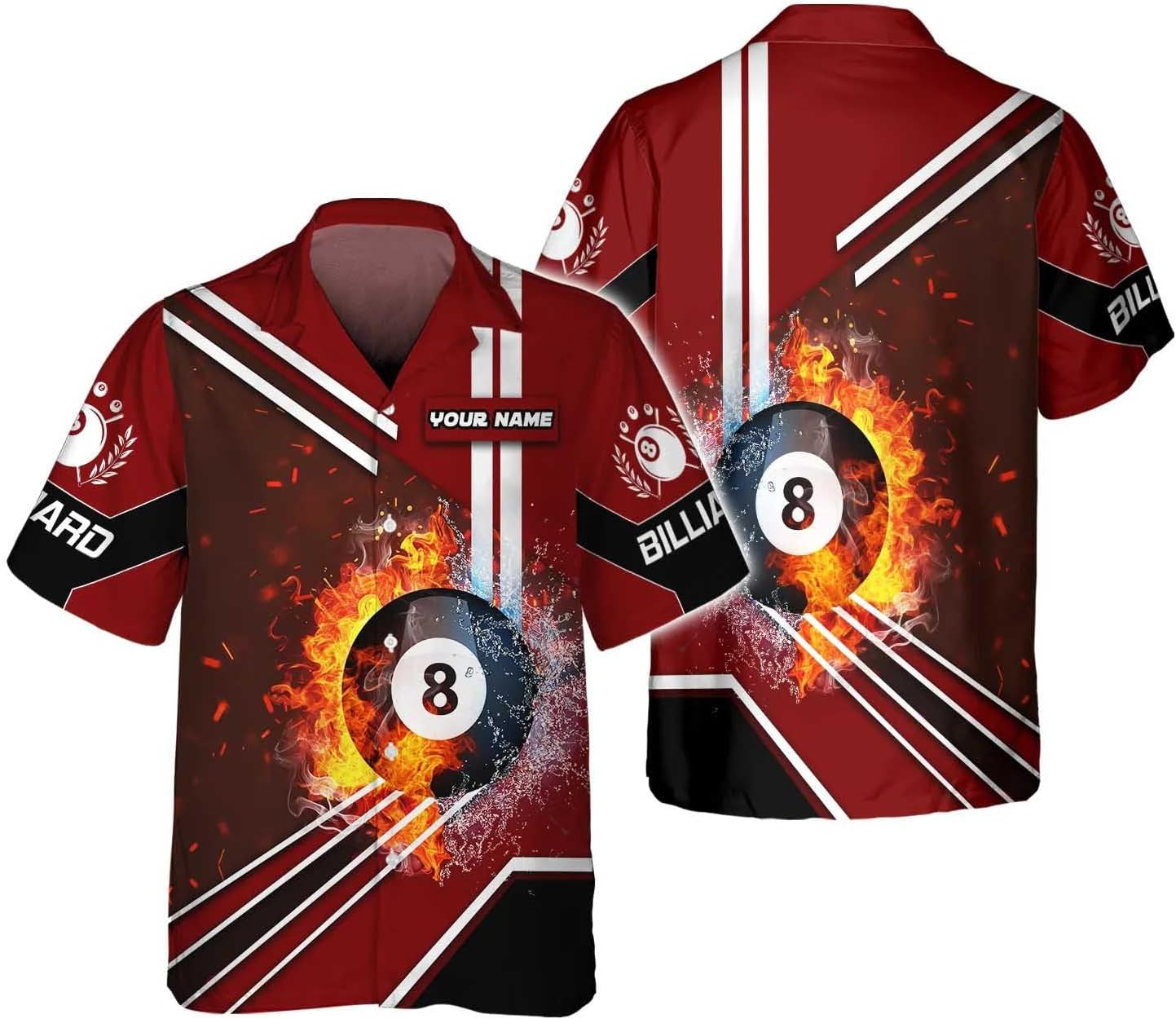 Amazon.com: Personalized Billiard Player Red Fire Pattern - Gift for ...