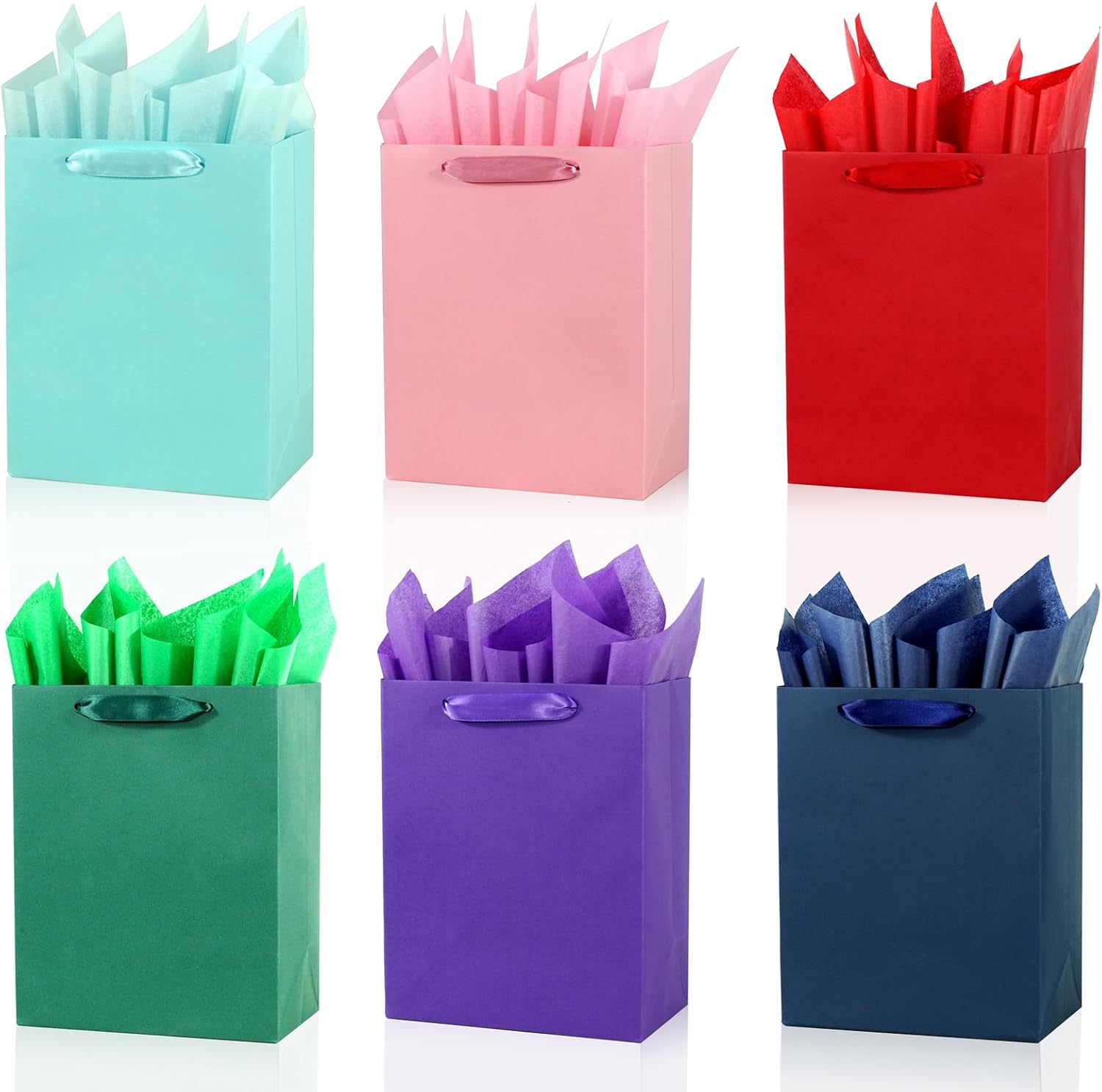 Amazon.com: 6 Pack Medium 8"x4.8"x9.8" Rainbow Gift Bags with Tissue ...
