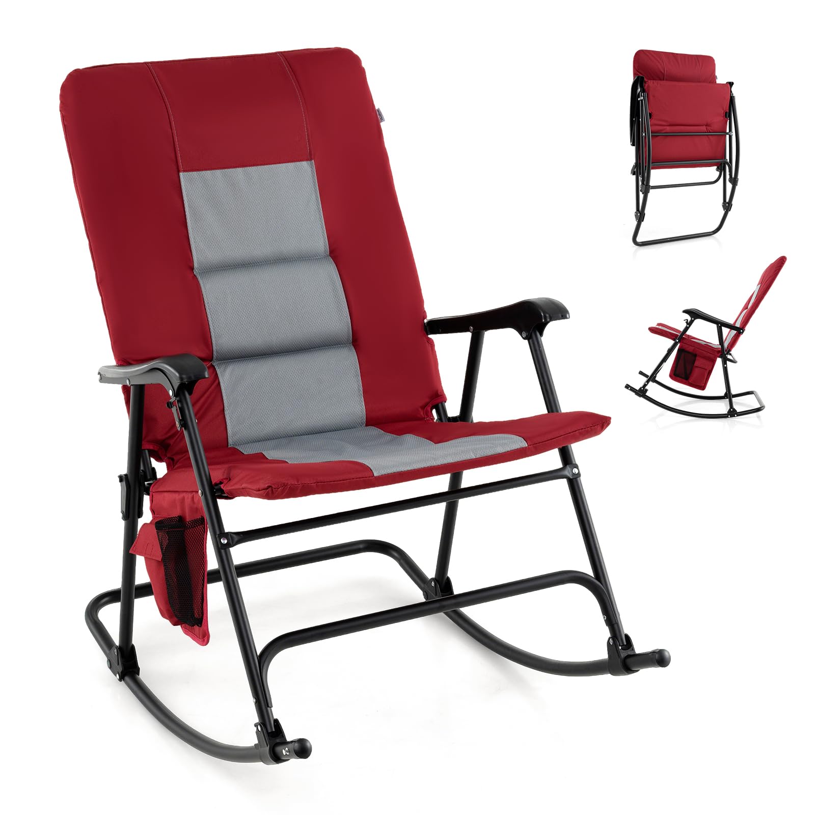 Amazon.com: Goplus Oversized Folding Rocking Chair, Padded Patio Lounge ...