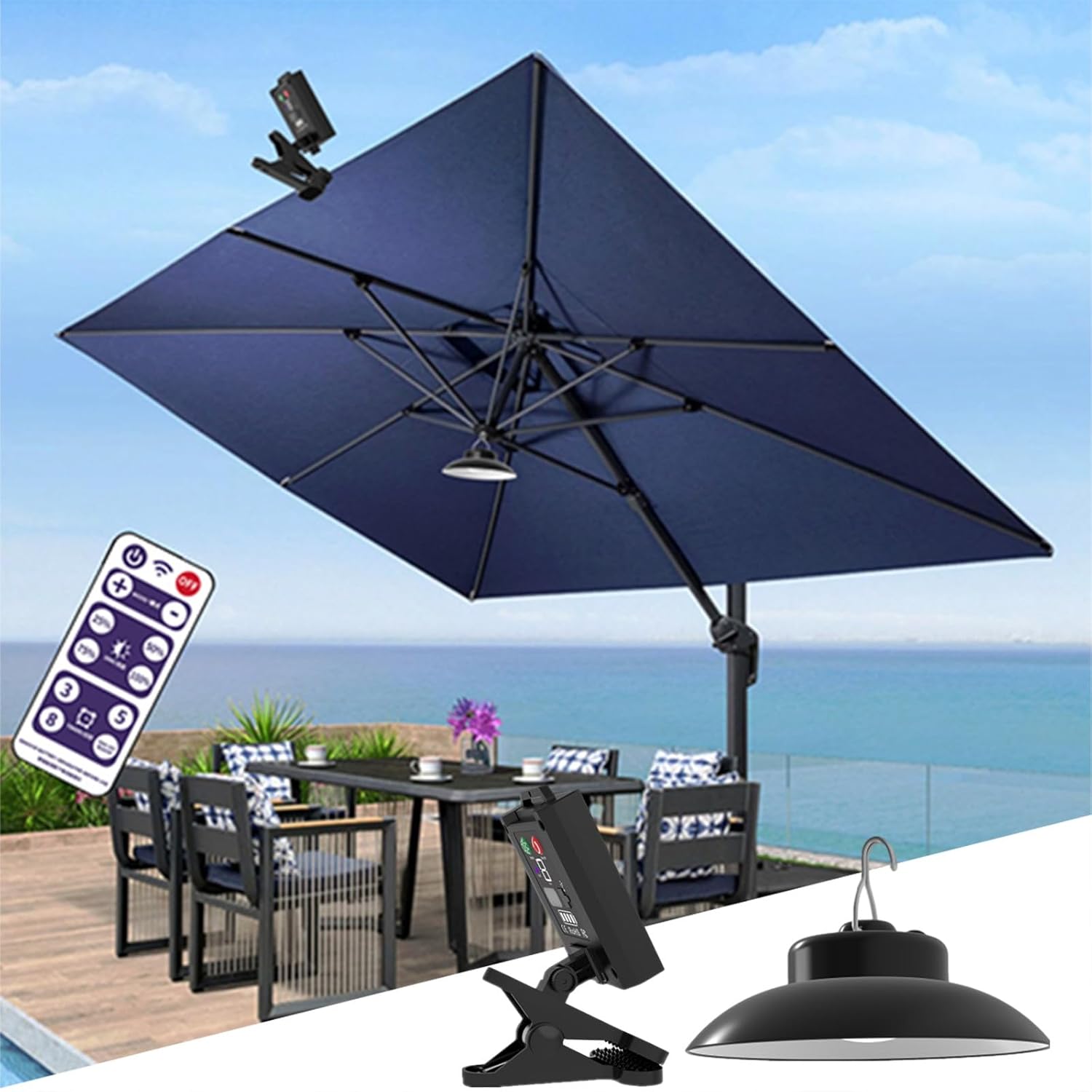 Solar Umbrella Lights Outdoor, Timer Remote Control, Waterproof Solar ...