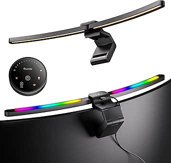 Quntis 66CM Curved Monitor Light Bar with Remote, 15 RGB Gaming ...