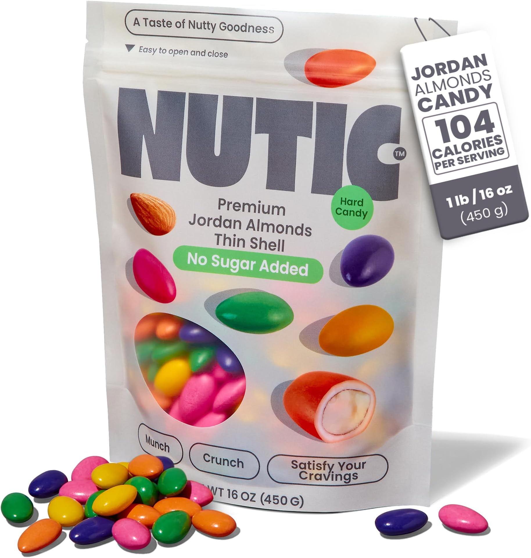 Amazon.com : Nutic No Sugar Added Jordan Almonds Candy - 1LB, Skinny ...