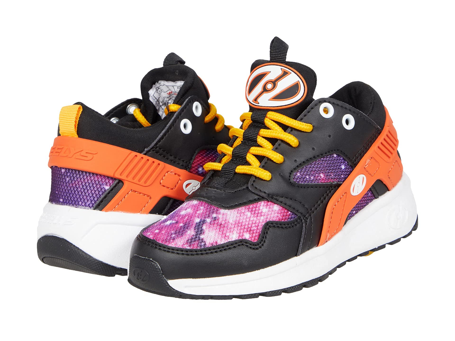 HEELYS Girls Force Wheeled Heel Shoe, Black/Orange Galaxy, 2 Little Kid