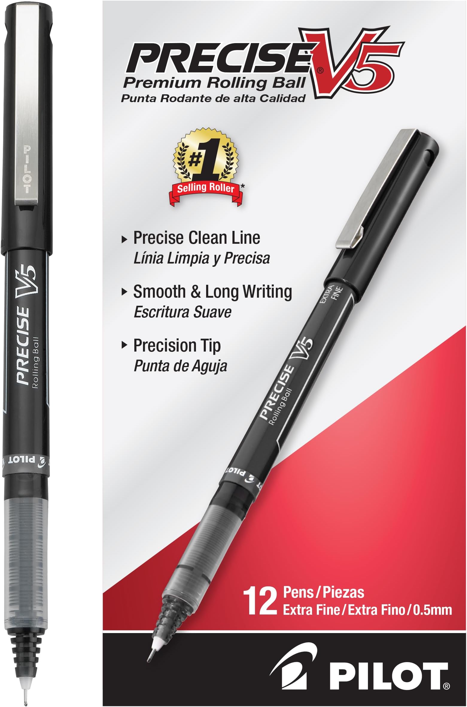 Pilot Precise V5 Stick Rolling Ball Pens, Extra Fine Point, Black Ink ...