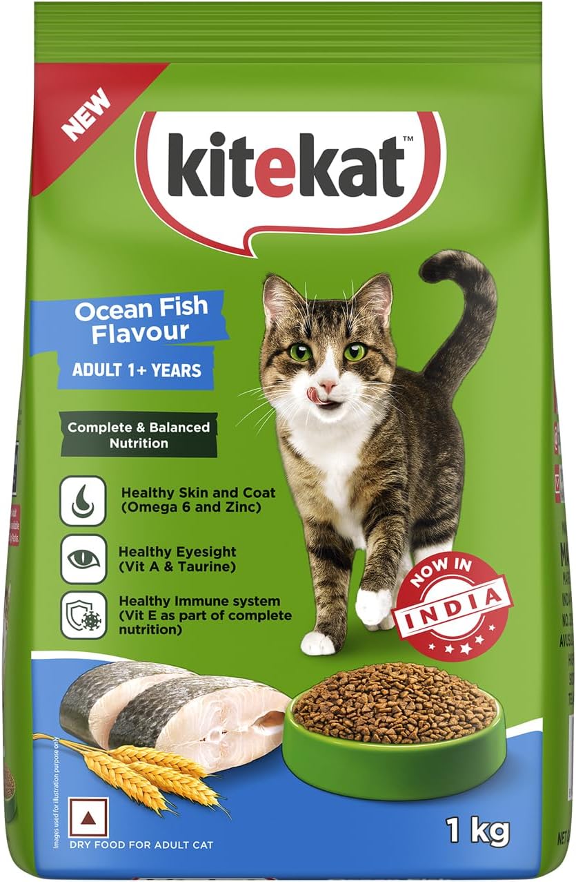 Kitekat Adult (1+ Years) Dry Cat Food, Ocean Fish Flavour, 1kg ...