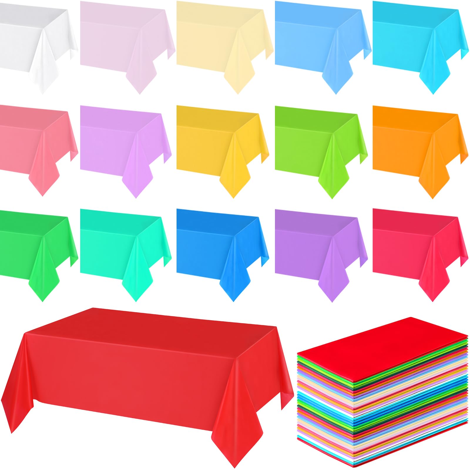 Amazon.com: Newwiee 48 Pcs Assorted Color Rectangle Rainbow Tablecloth ...