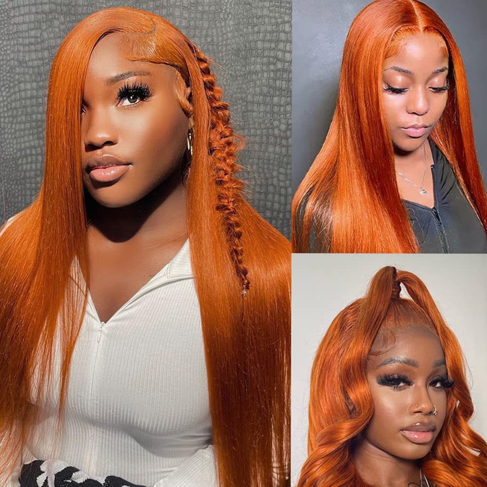 Amazon.com : Manyisi Ginger Lace Front Wigs Human Hair - Ginger Orange ...