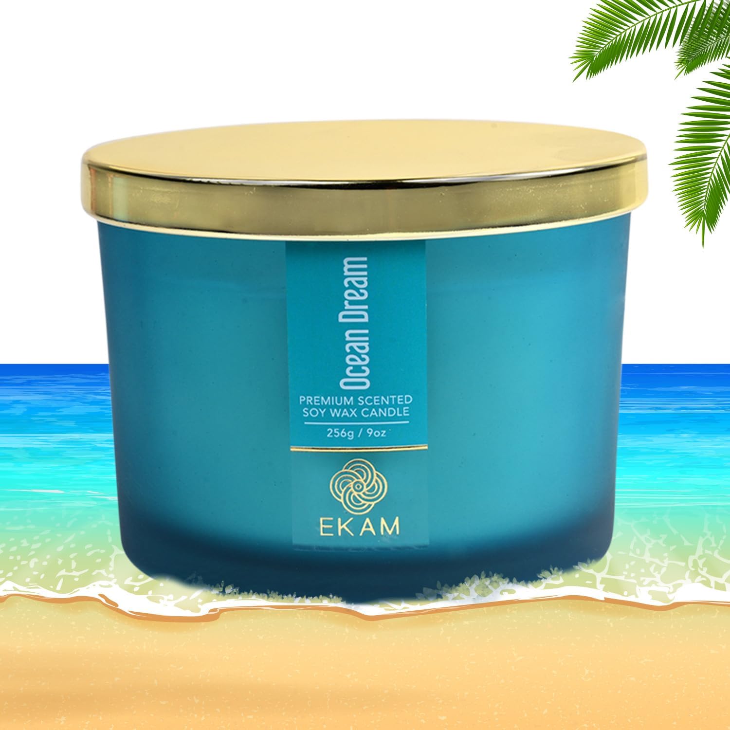 EKAM | 3 Wick Soy Wax Scented Candle | 35 Hours Burn Time | Long Lasting Premium Candles | Ideal ...