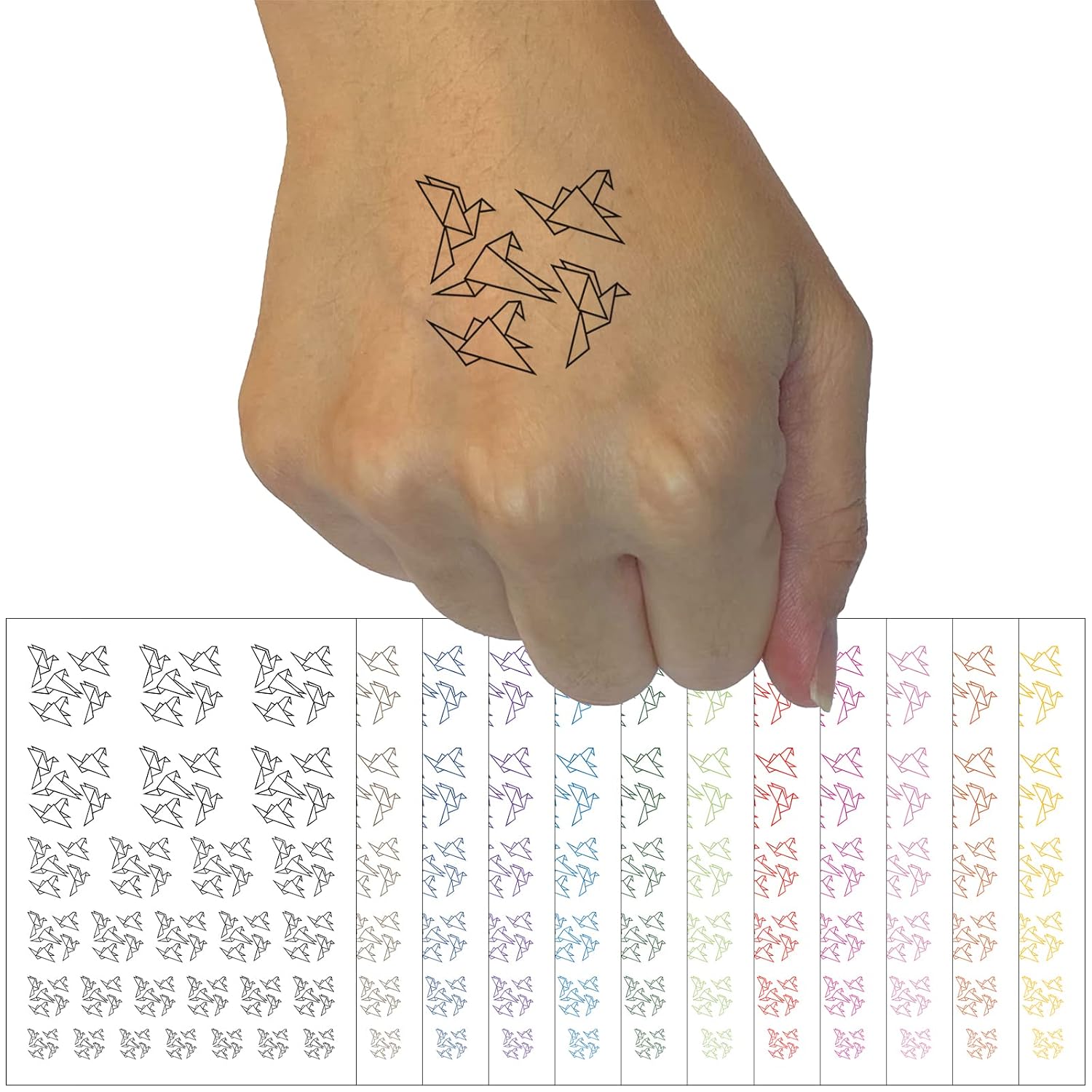 Amazon.com : Flock of Origami Paper Birds Temporary Tattoo Water ...