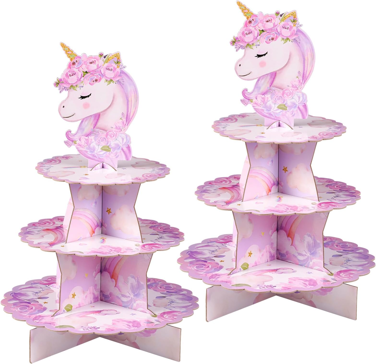 Amazon.com: 2Pack Unicorn Cupcake Stand Unicorn Birthday Party ...