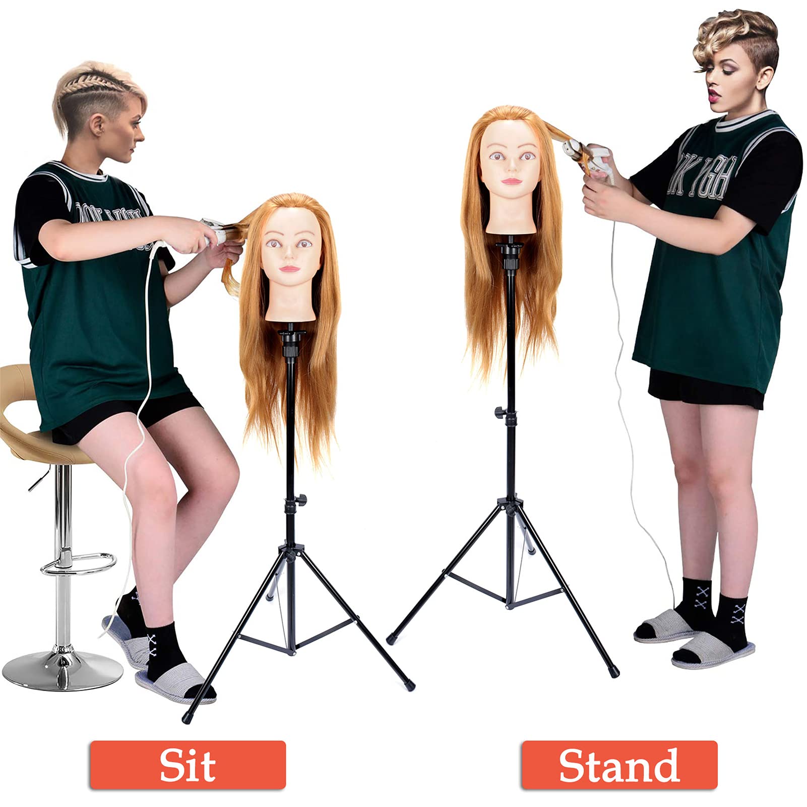 Wig Stand Tripod Wig Head Stand Adjustable Mannequin Head Stand for ...