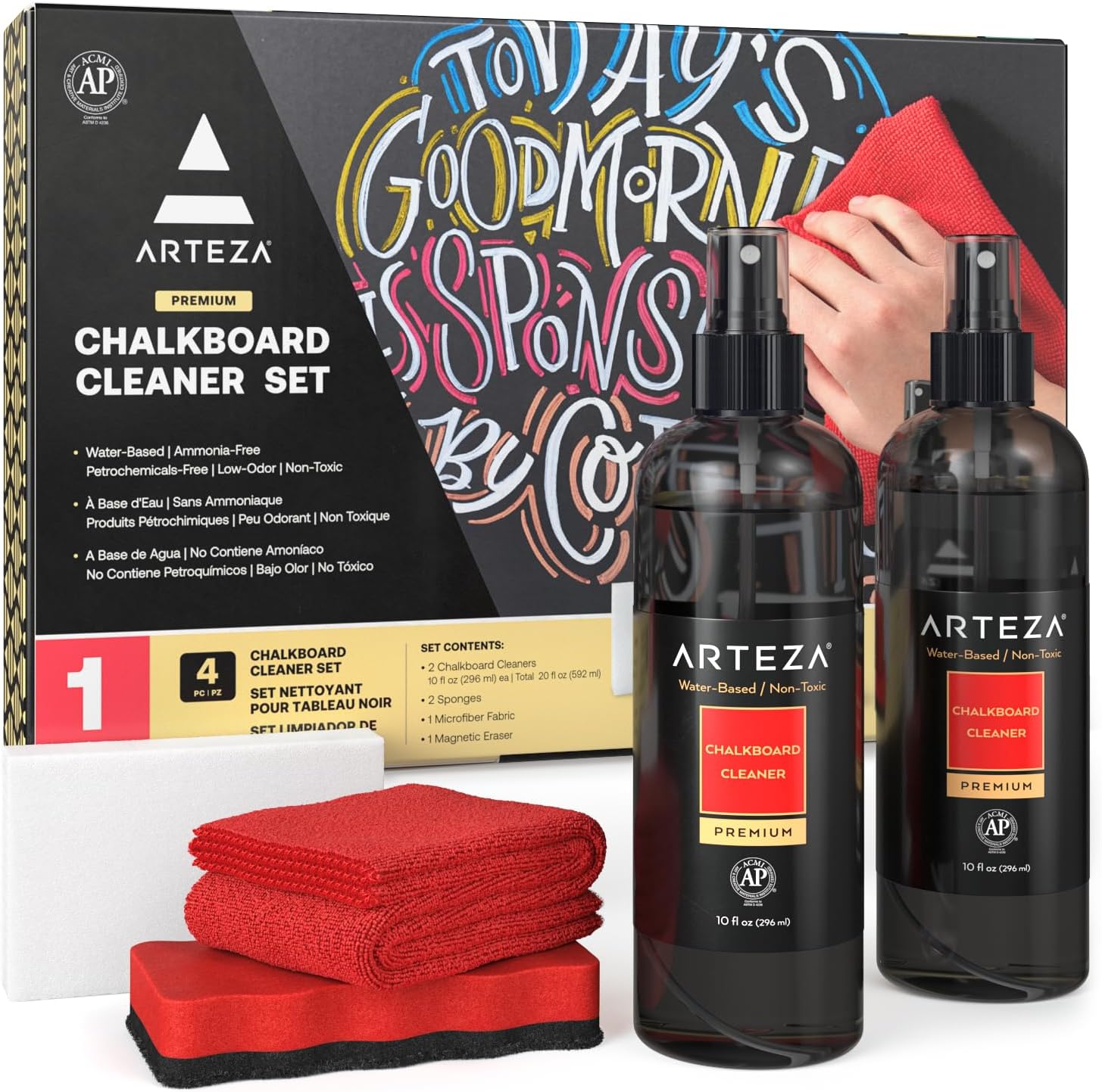 Amazon.com: Arteza Chalkboard Cleaner Set with 2 Cleaners, 10-Ounces ...