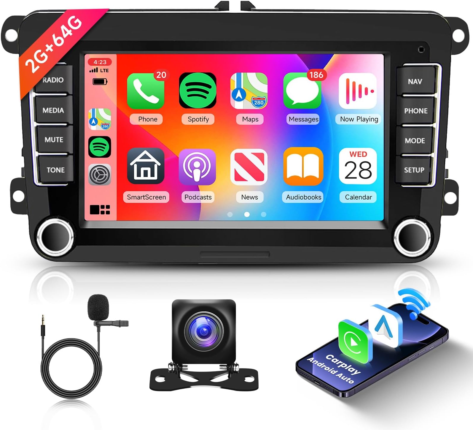Amazon.com: Hodozzy 2G+64G Stereo for VW Tiguan Jetta Passat Golf ...