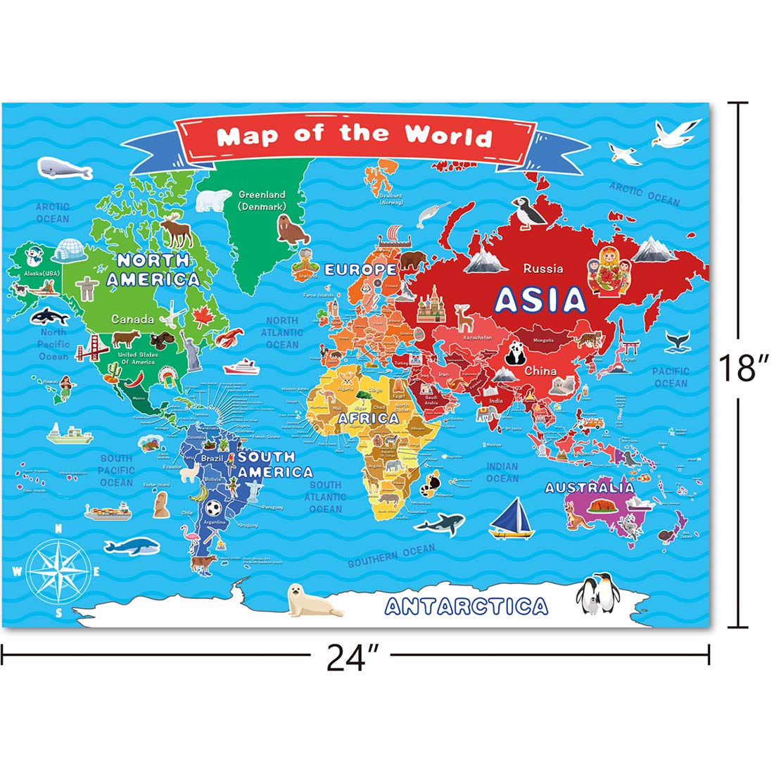 World Map And United States Map For Kids Wall Maps Of US And World 18