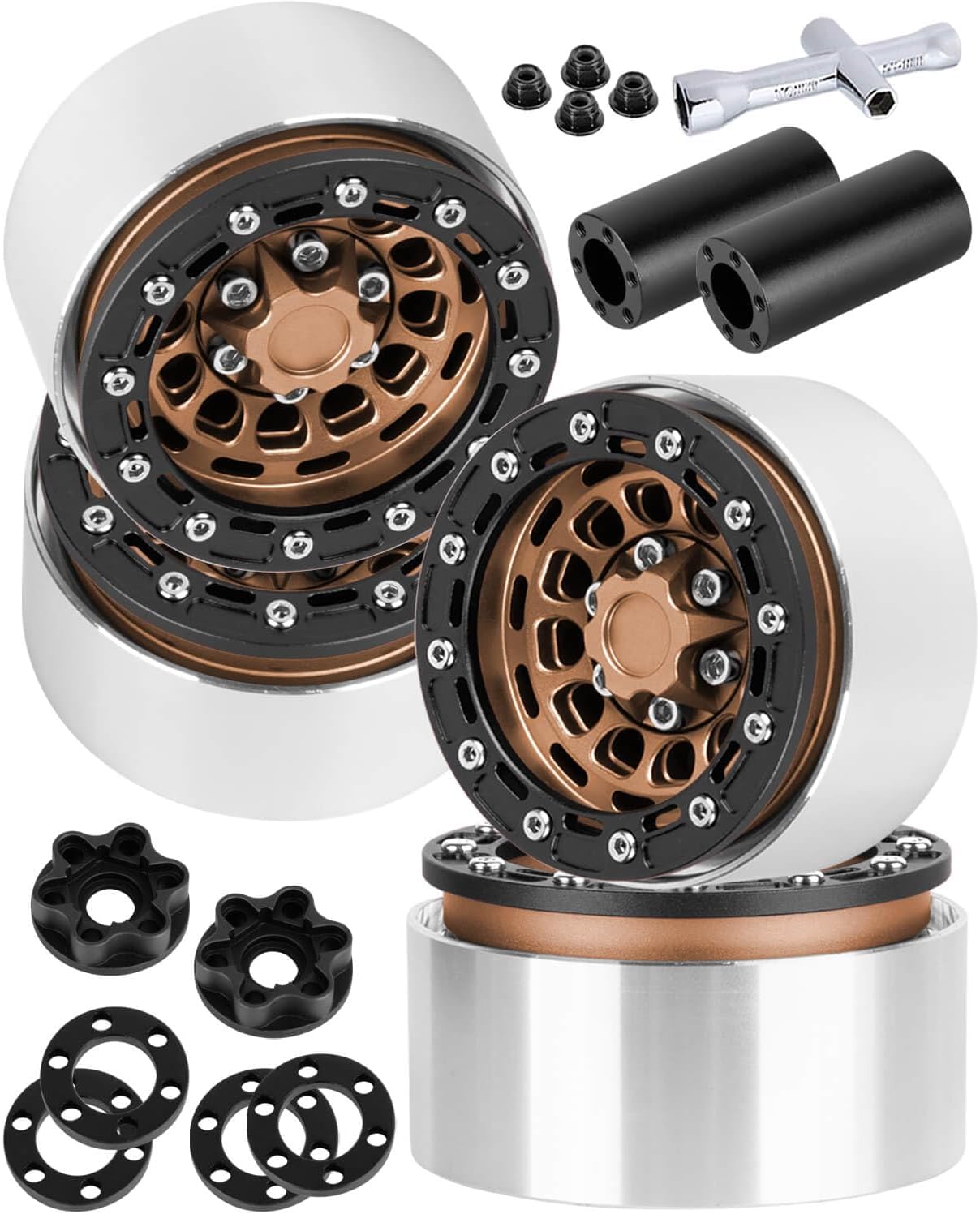 Amazon.com: Aluminum 1.9 Beadlock Wheel Rims with Adjustable Offset for ...
