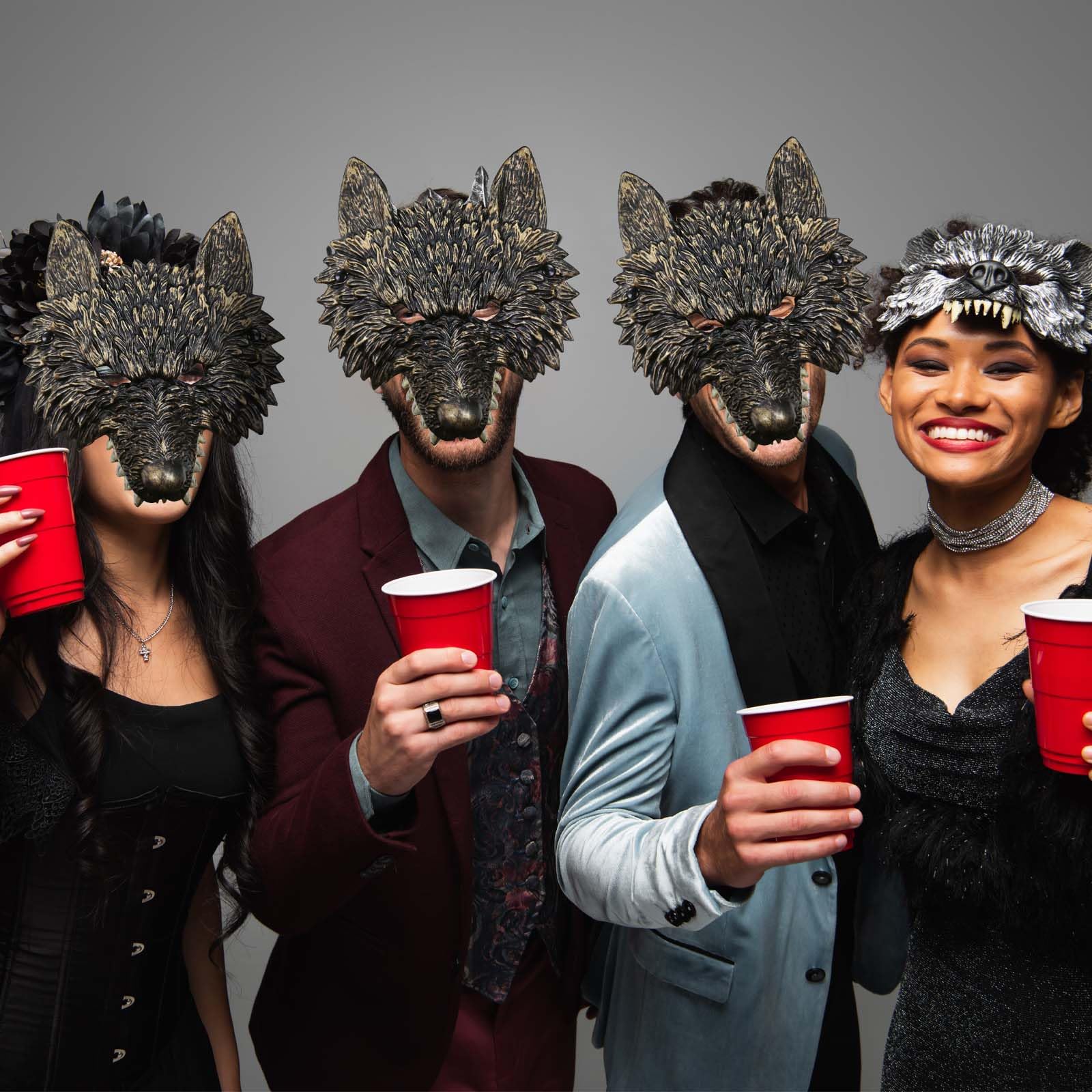 DKINY Wolf Mask Adult Gold Scary Werewolf Mask Wolf Head Mask Wolf ...