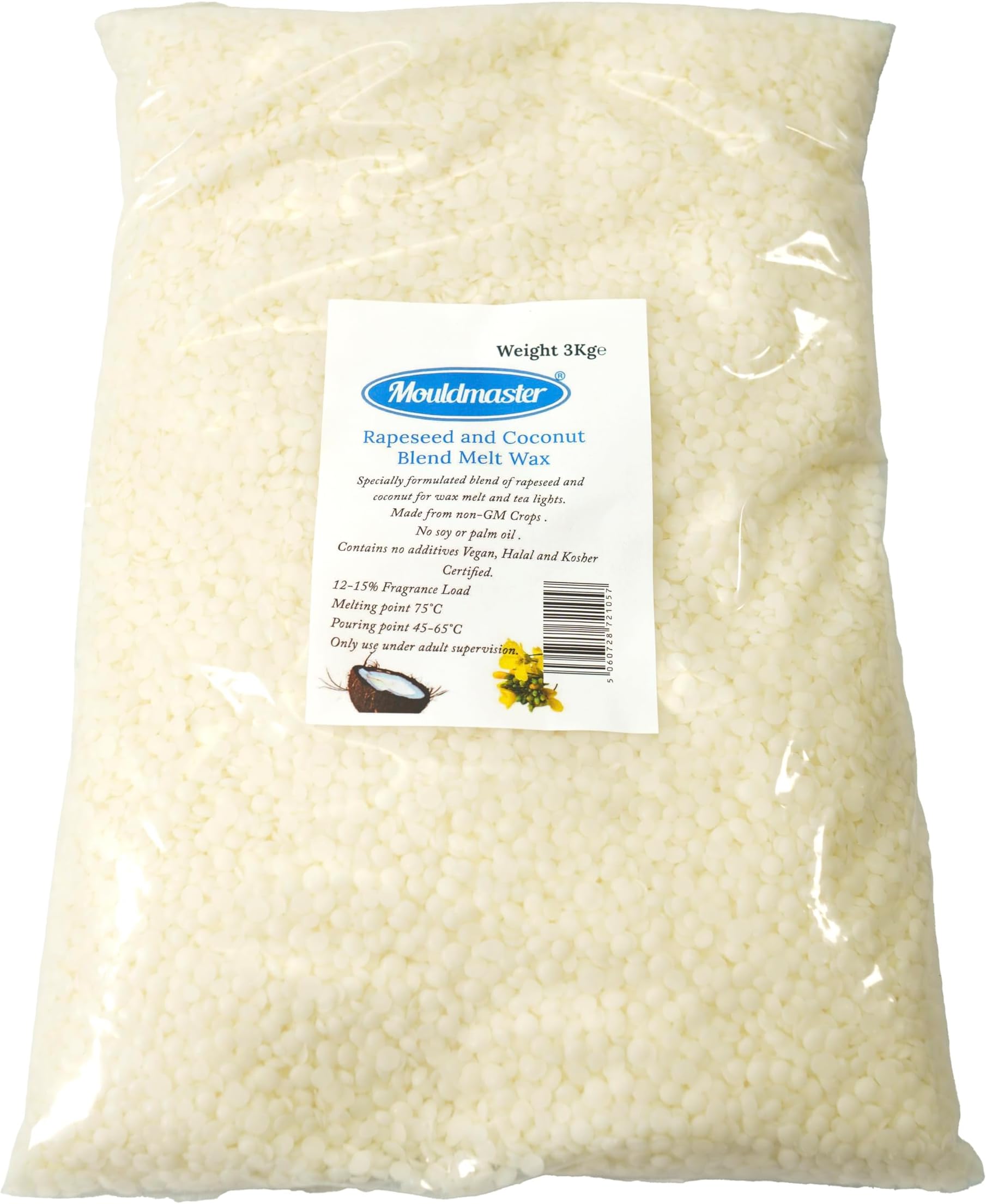 Mouldmaster Rapeseed and Coconut Blend Melt Wax, White, 750g : Amazon ...