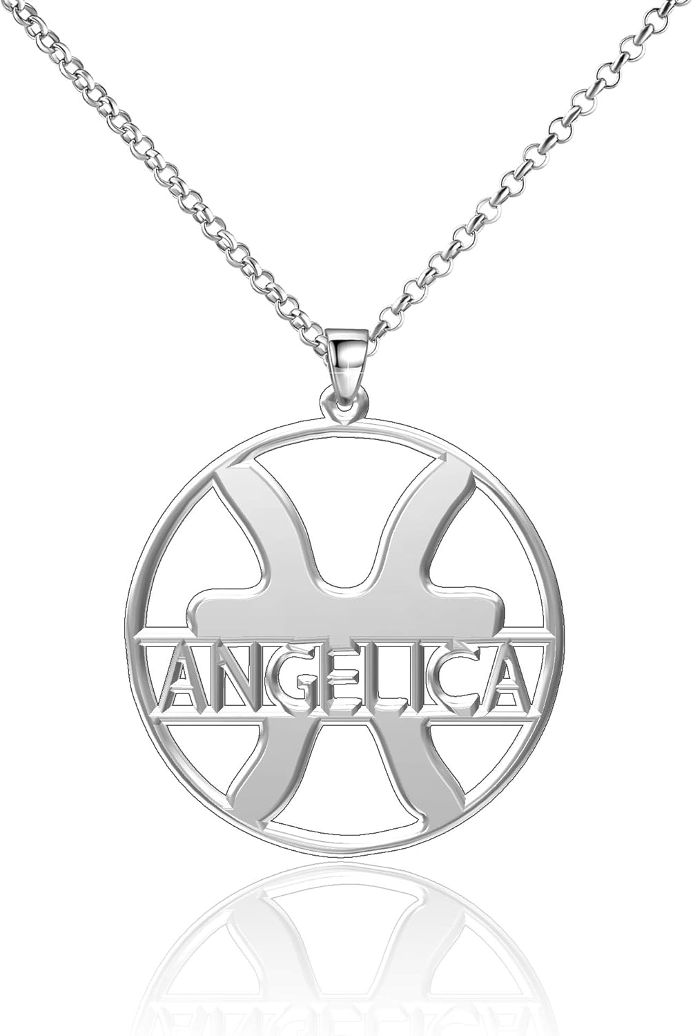 Sterling Silver Zodiac Signs Pisces Personalized 12 Constellations A ...