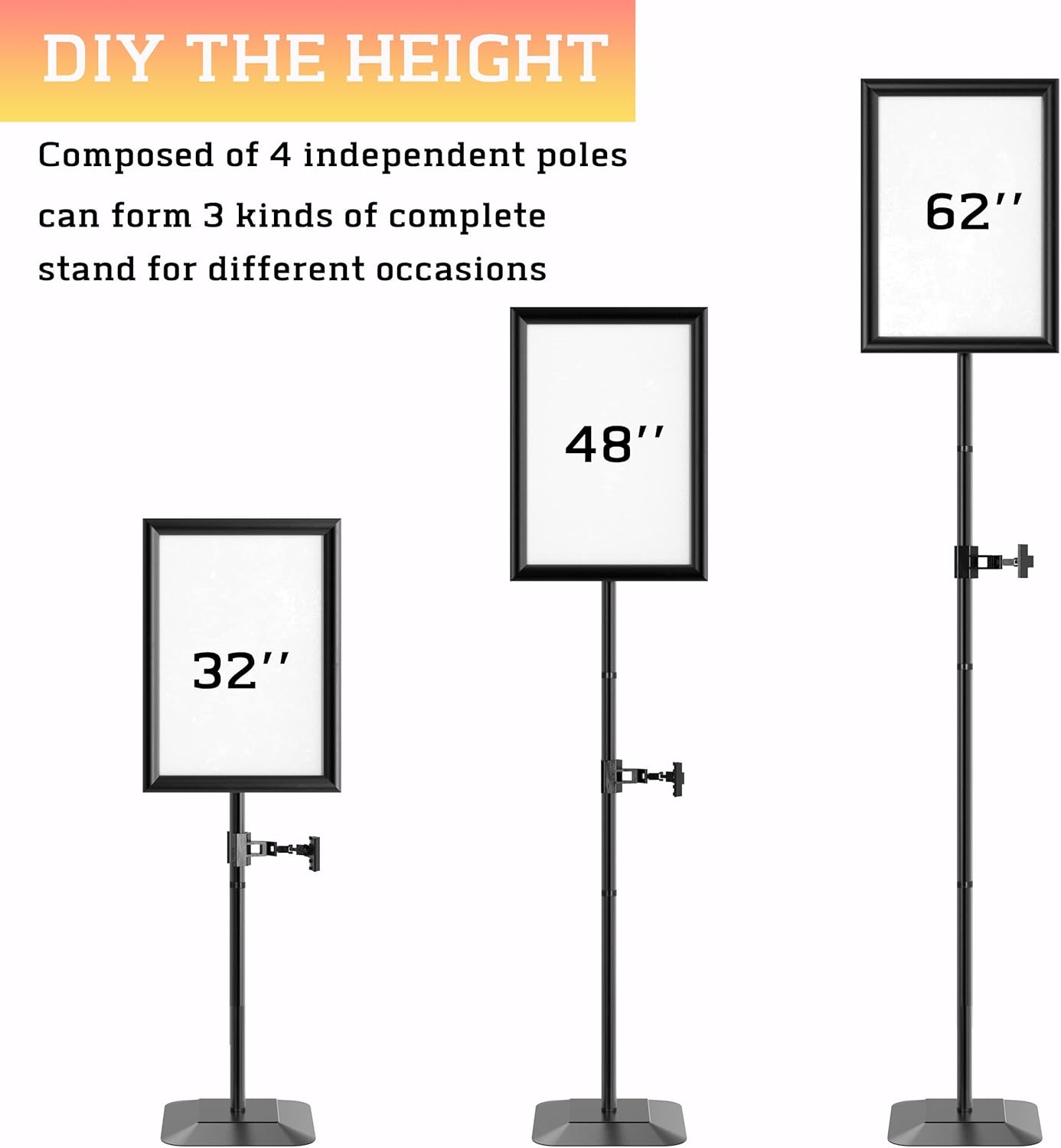 Buy Adjustable Sign Stand for Display, 62'' Tall Sign Holder Floor ...