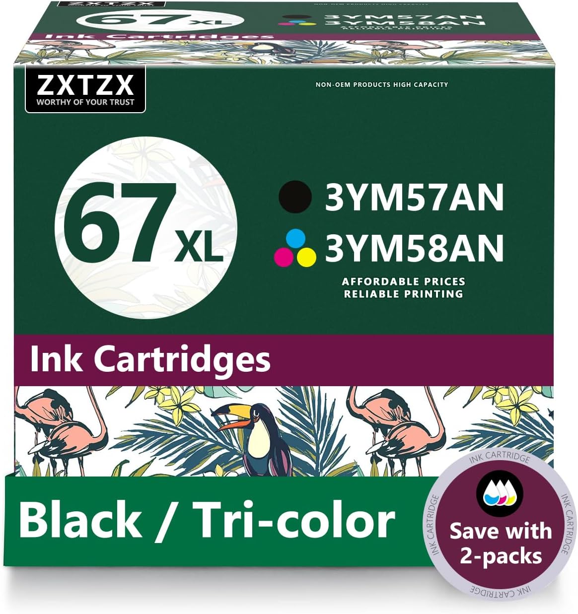 Amazon.com: 67XL Black and Color Ink Cartridge (2-Pack) | Replacement ...