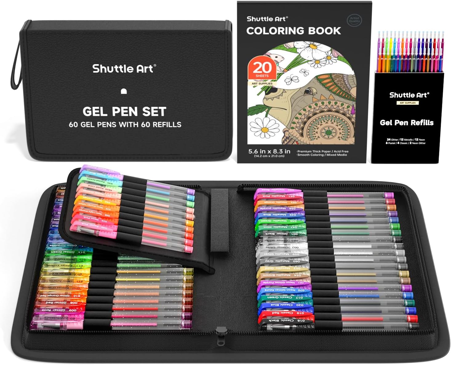 Amazon.com : Aen Art Gel Pens for Adult Coloring Books, 120 Gel Pen Set ...