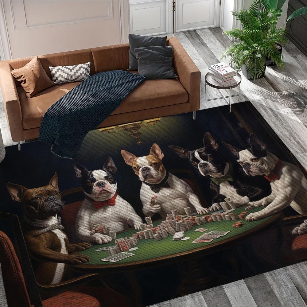 Amazon.com: Boston Terrier Dog Rug for Living Room Bedroom, Wild ...