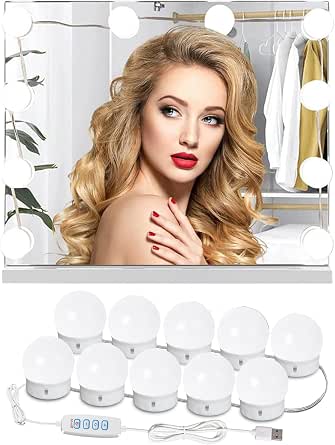 Vanity Mirror Lights, 10 Dimmable Bulbs for Hollywood Style Makeup ...